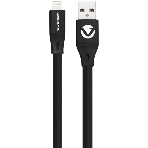 Volkano Slim Series Flat PVC Lightning Cable 1.2m – Black – Volkano
