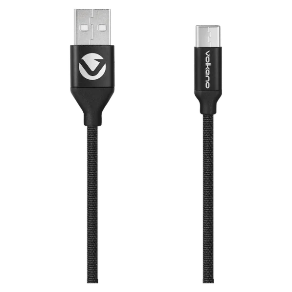 Volkano Weave Series Fabric Braided Micro USB Cable 1.2m – Black – Volkano