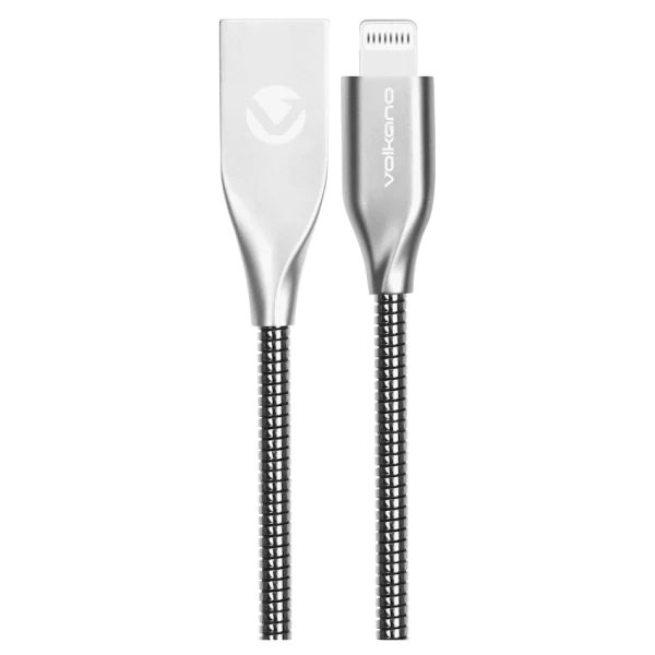 Volkano Iron Series Round Metallic Spring MFI Lightning Cable 1.2m ...