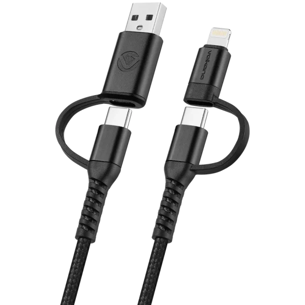 Volkano Weave Series 4-in-1 Charge & Data Cable 60w – 1.2m/4ft – Volkano